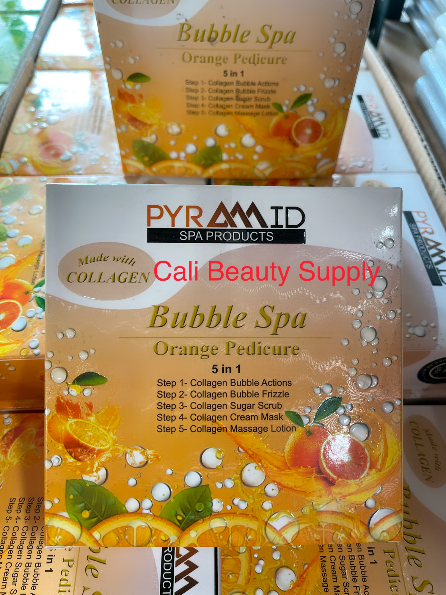 Pyramid 5 in 1 Bubble Spa - Collagen Infused (Orange) - Cali Beauty Supply